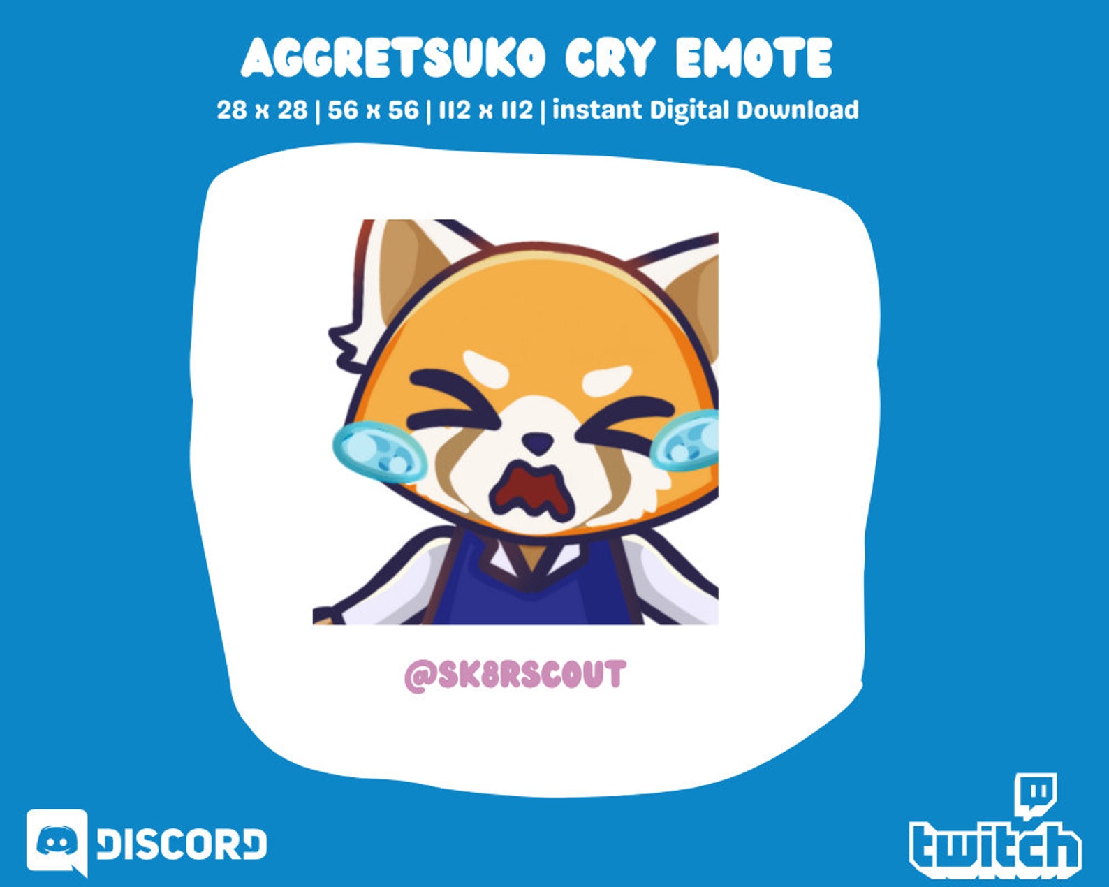 Animated Twitch Cry Emote Kawaii Character Sized for Twitch & Discord ...