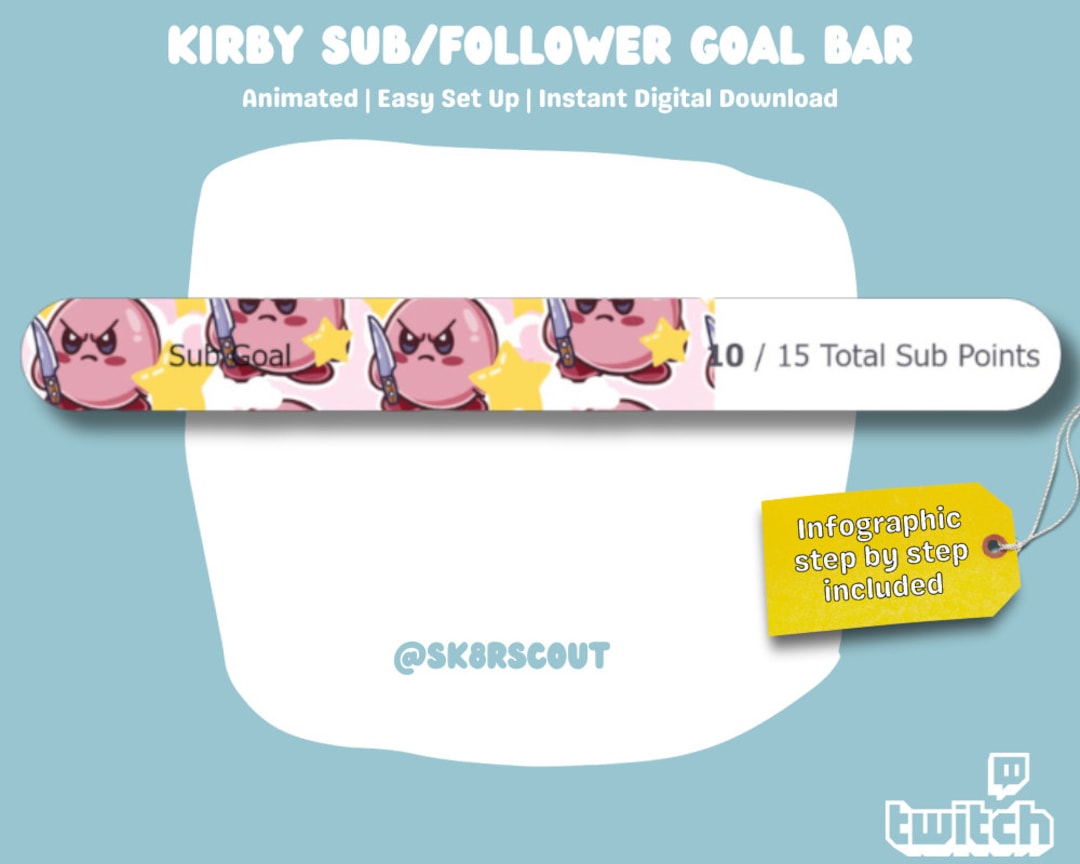 Animated Sub Goal Bar - Kawaii Character - Pink Goal Bar Widget ...