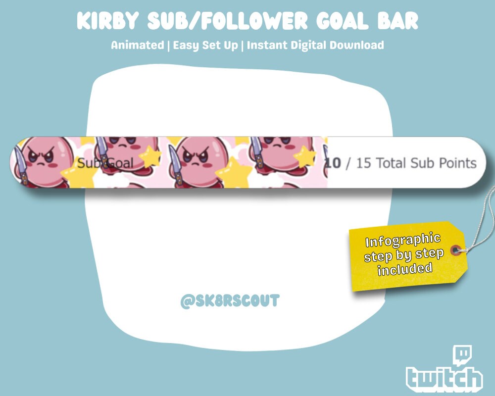 Animated Sub Goal Bar Kawaii Character Pink Goal Bar - Etsy