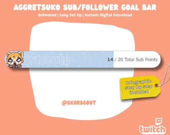 Animated Sub Goal Bar Kawaii Character Pink Goal Bar Widget ...