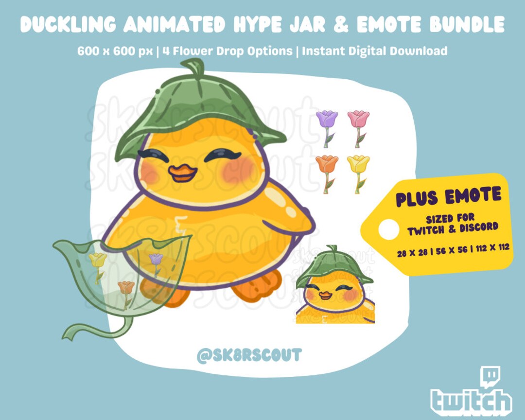 Animated Duck Twitch Hype Jar and Emote Bundle - Kawaii Character - Tip ...