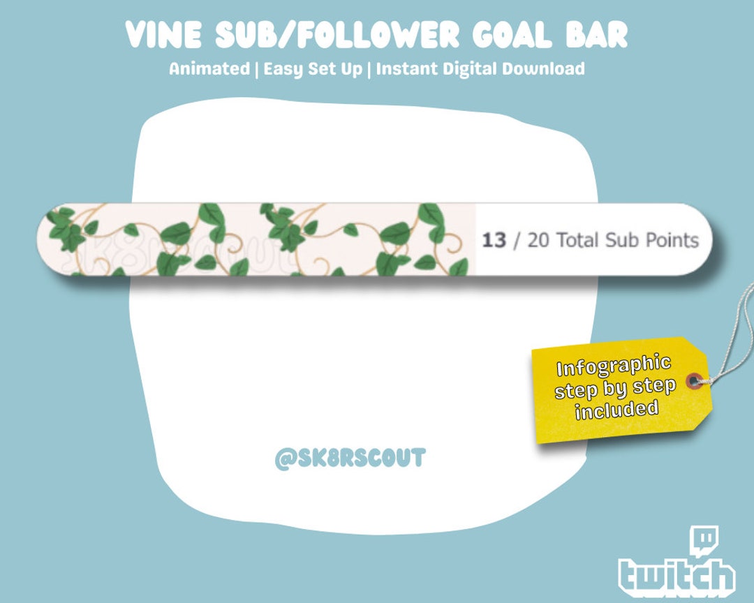 Animated Vine Sub Goal Bar - Kawaii Character - Green Goal Bar Widget ...