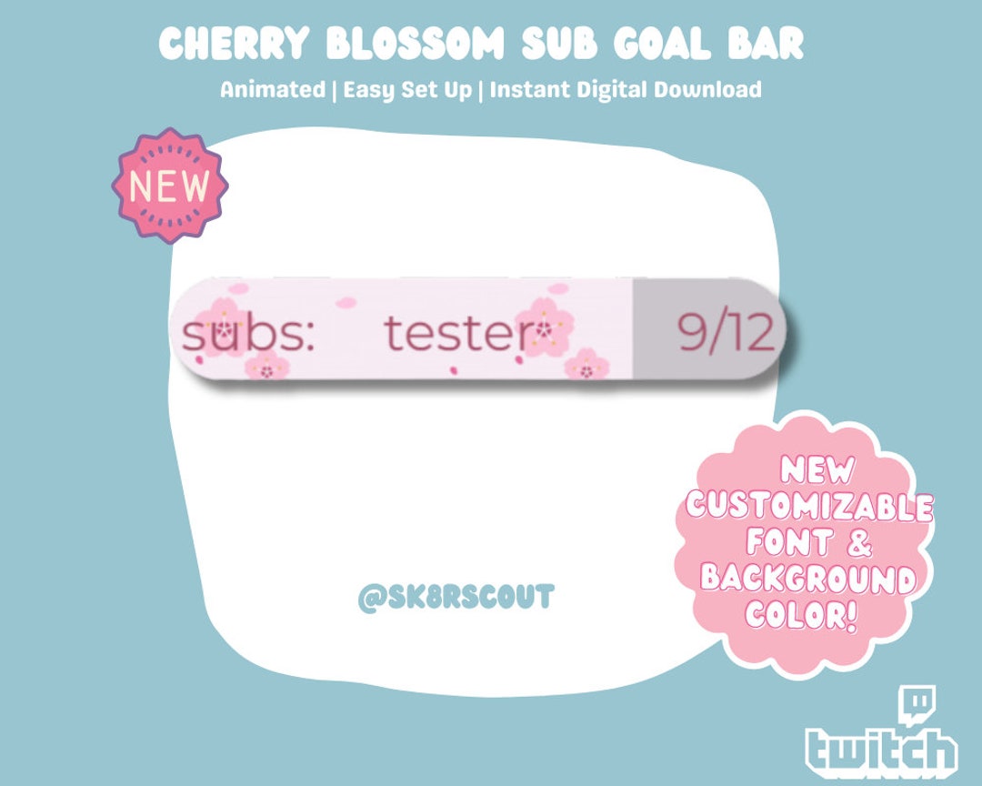 Customizable Animated Sub Goal Bar - Kawaii Sakura - Cherry Blossoms ...