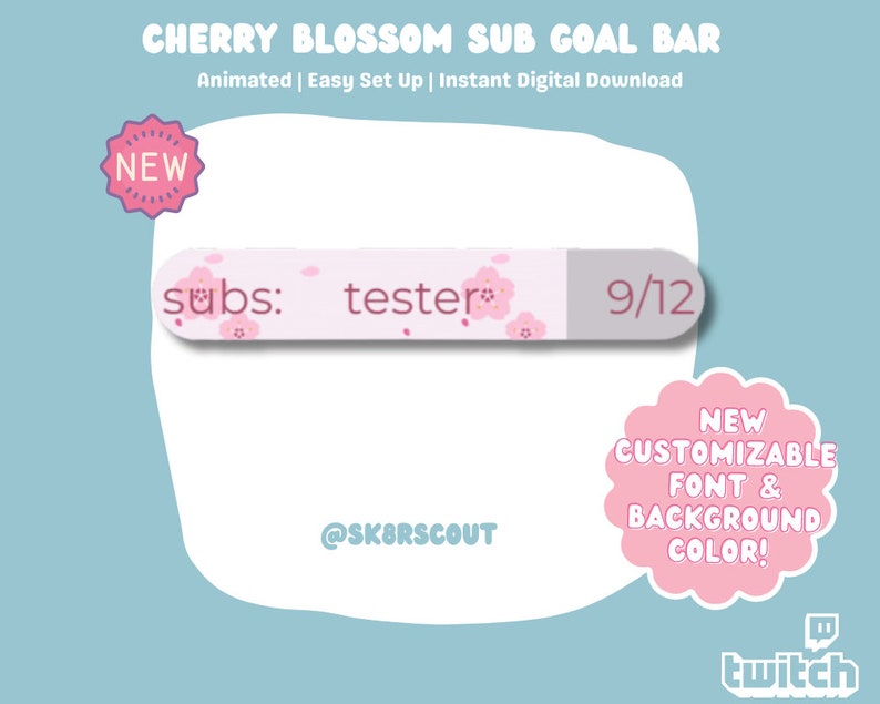 Customizable Animated Sub Goal Bar - Kawaii Sakura - Cherry Blossoms ...