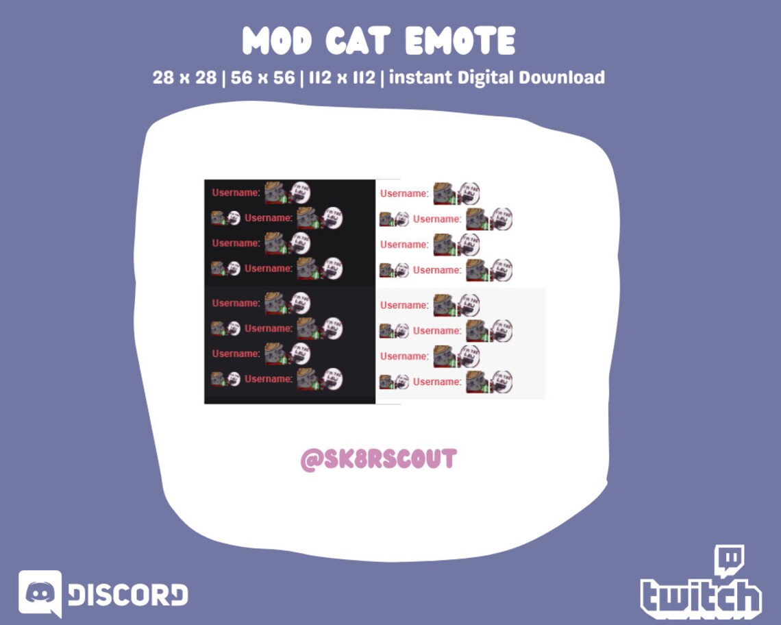 Twitch Moderator Emote Mod Emote Kawaii Character Sized for Twitch ...