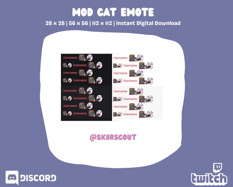 Twitch Moderator Emote Mod Emote Kawaii Character Sized for Twitch ...
