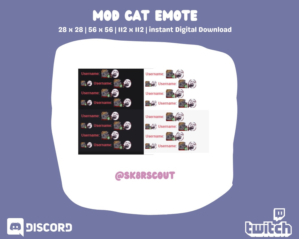 Twitch Moderator Emote - Mod Emote - Kawaii Character - Sized for ...