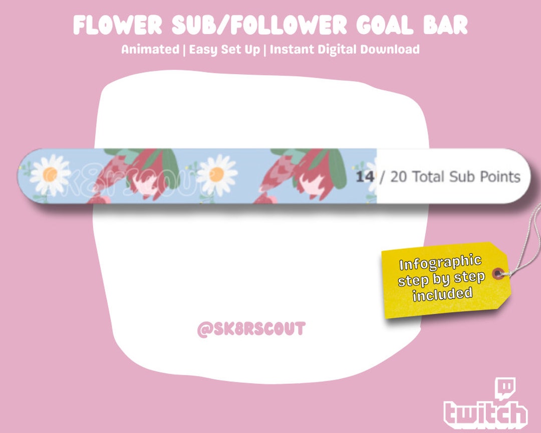 Animated Sub Goal Bar - Kawaii Flower - Flower Bloom Goal Bar Widget ...