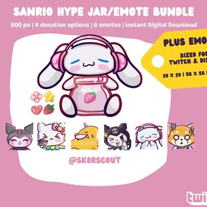 Animated Twitch Hype Jar and Emote Bundle - Kawaii Character - Tip Jar ...