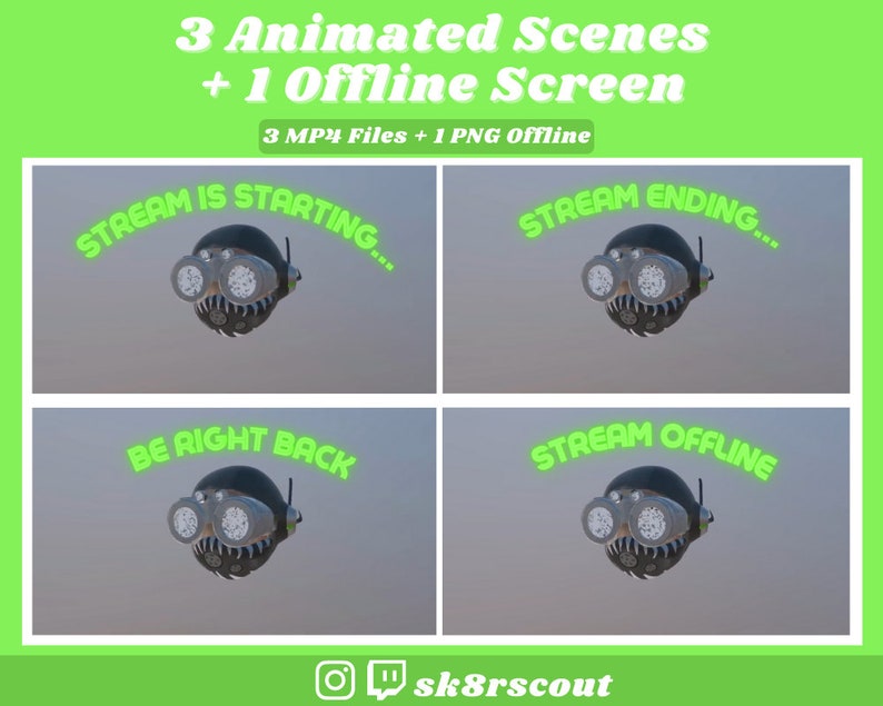 Animated Twitch Overlay 3D FPS Character Stream Starting, Be Right Back ...