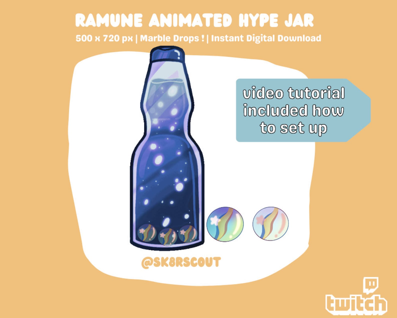 Animated Ramune Royal Blue Twitch Hype Jar - Kawaii Character - Tip Jar ...