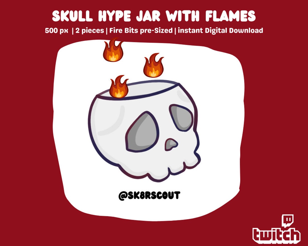 Skull Twitch Hype Jar - Skull Tip Jar With Fire - 2 Layers - Tip Jar ...