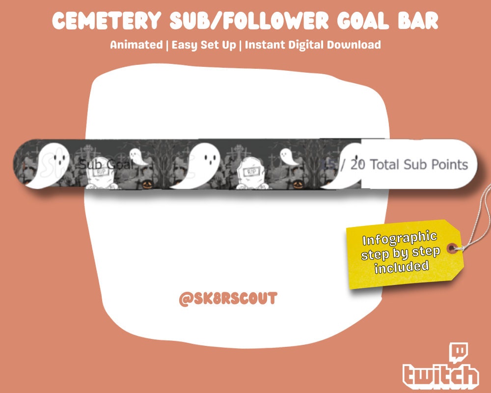 Animated Halloween Sub Goal Bar Ghost Character Spooky - Etsy