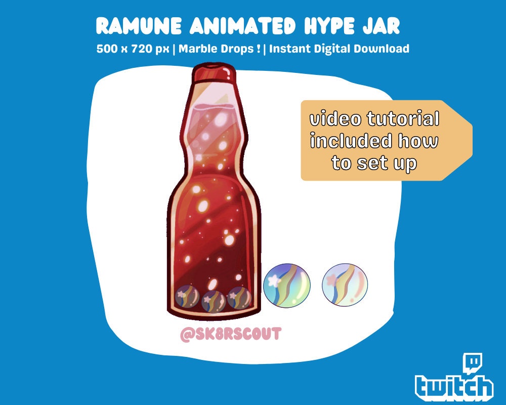 Animated Ramune Red Twitch Hype Jar - Kawaii Character - Tip Jar for ...
