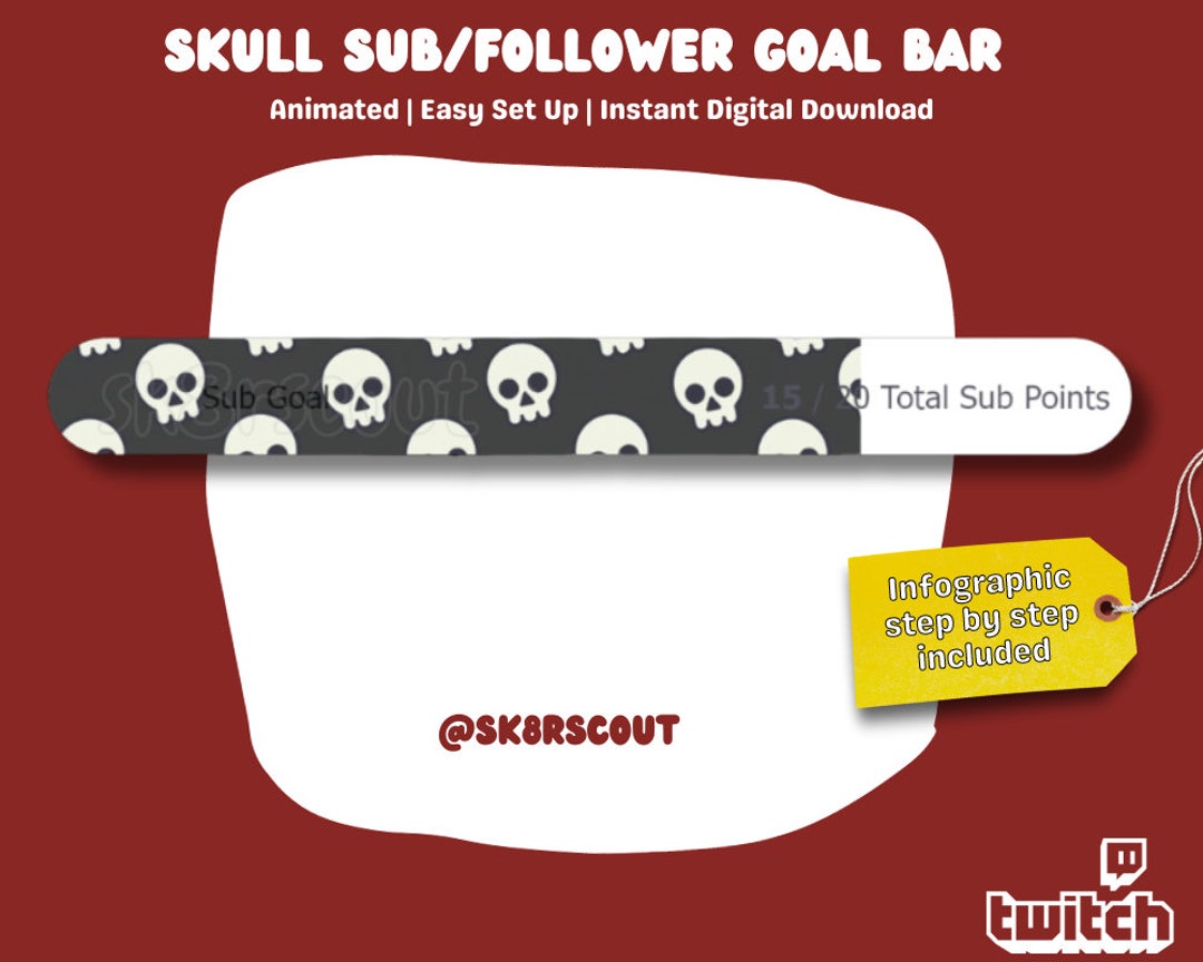 Animated Halloween Sub Goal Bar Skull Character Spooky Goal Bar Widget ...