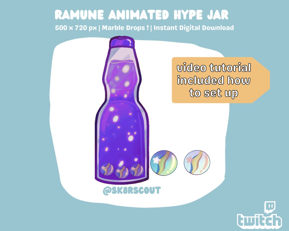Animated Ramune Deep Purple Twitch Hype Jar - Kawaii Character - Tip ...