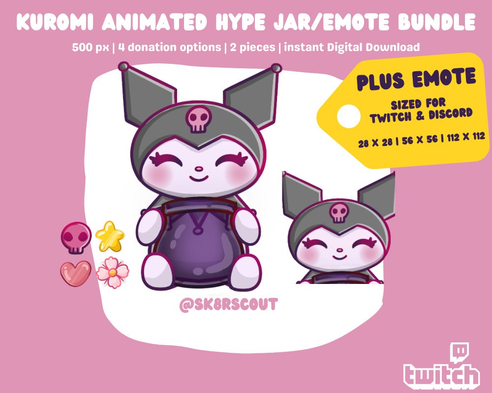 Animated Twitch Hype Jar and Emote Bundle Kawaii Character Tip Jar for ...