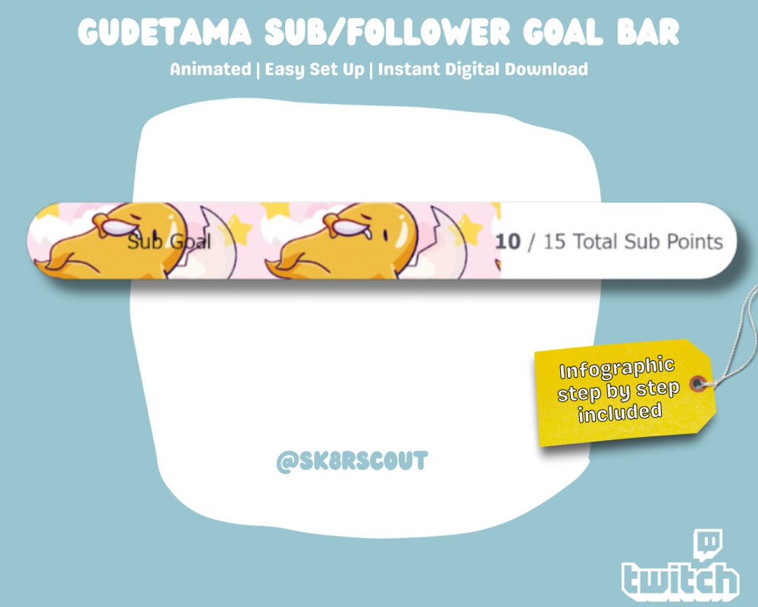 Animated Sub Goal Bar - Kawaii Character - Yellow Goal Bar Widget ...