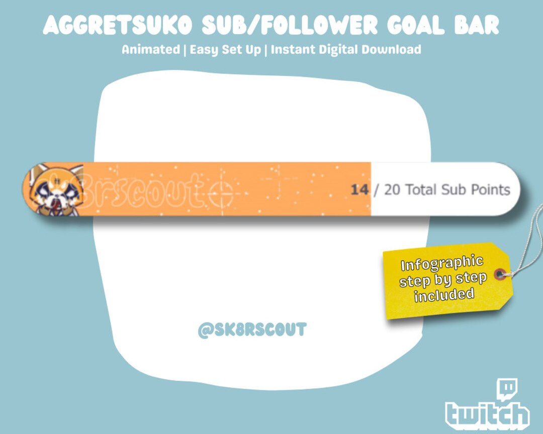 Animated Sub Goal Bar - Kawaii Character - Orange Goal Bar Widget ...