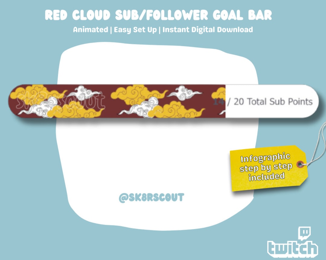 Animated Sub Goal Bar - Kawaii Character - Red Goal Bar Widget ...