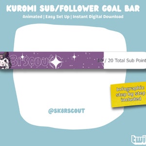 Animated Sub Goal Bar - Kawaii Character - Purple Goal Bar Widget ...