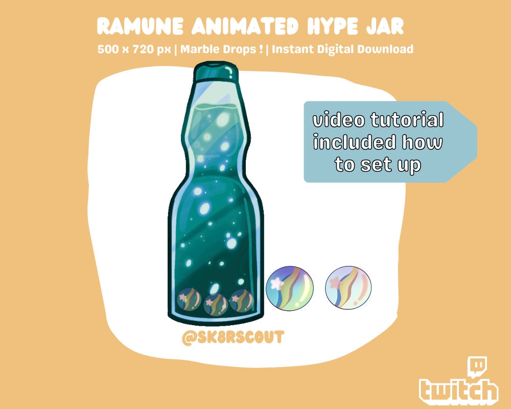 Animated Ramune Teal Twitch Hype Jar Kawaii Character Tip Jar for ...