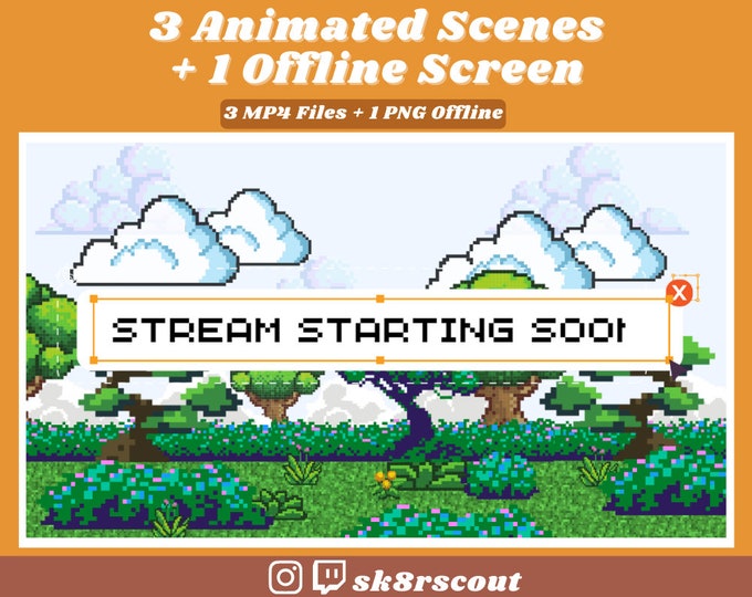 Animated Pixel Art Cabin Twitch Screens for Stream | Cozy Green Fall ...