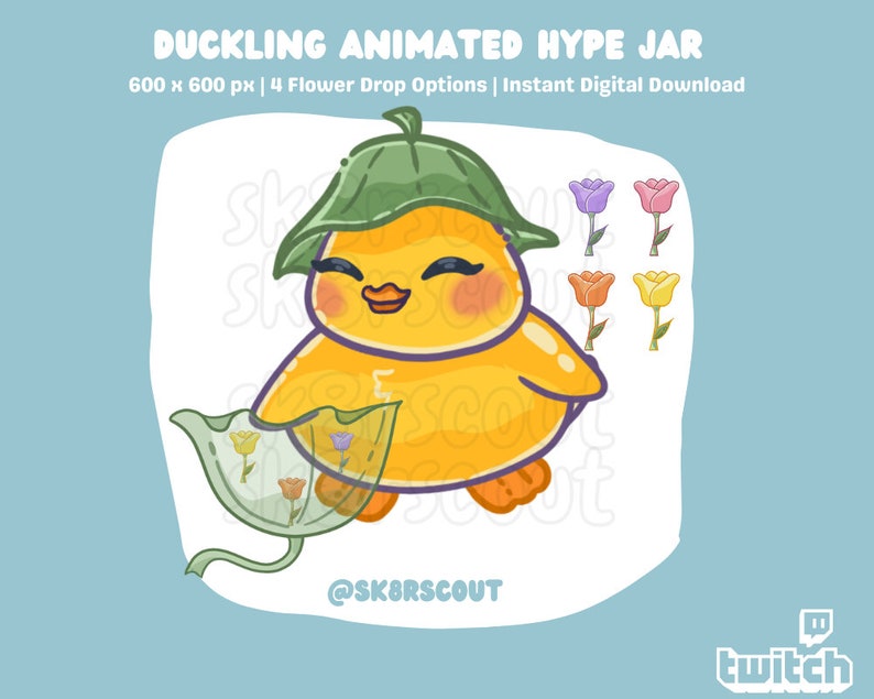 Duckling Animated Twitch Hype Jar Kawaii Character 2 Layers Tip Jar for ...
