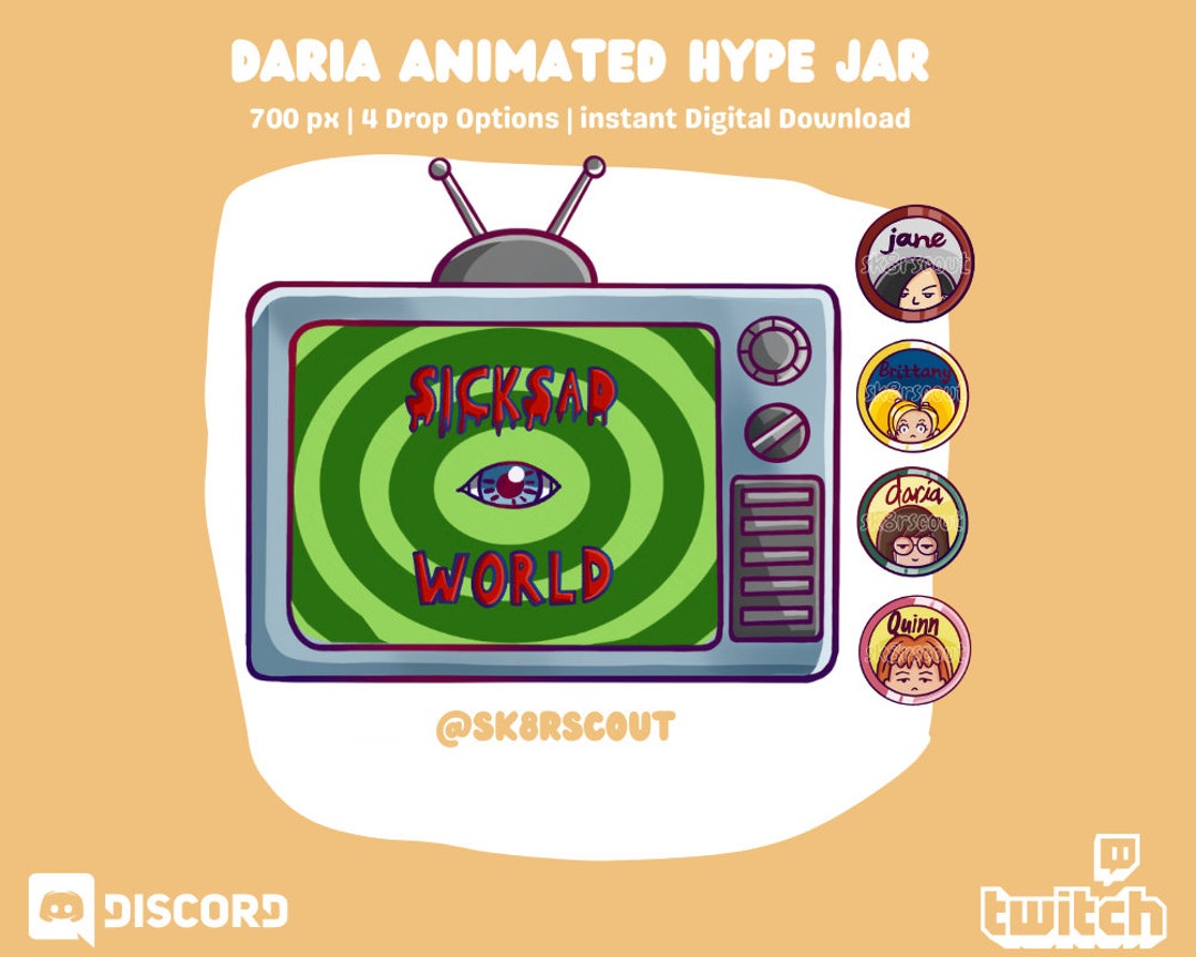 Daria Animated Twitch Hype Jar - Y2K Character - 2 Layers - Tip Jar for ...