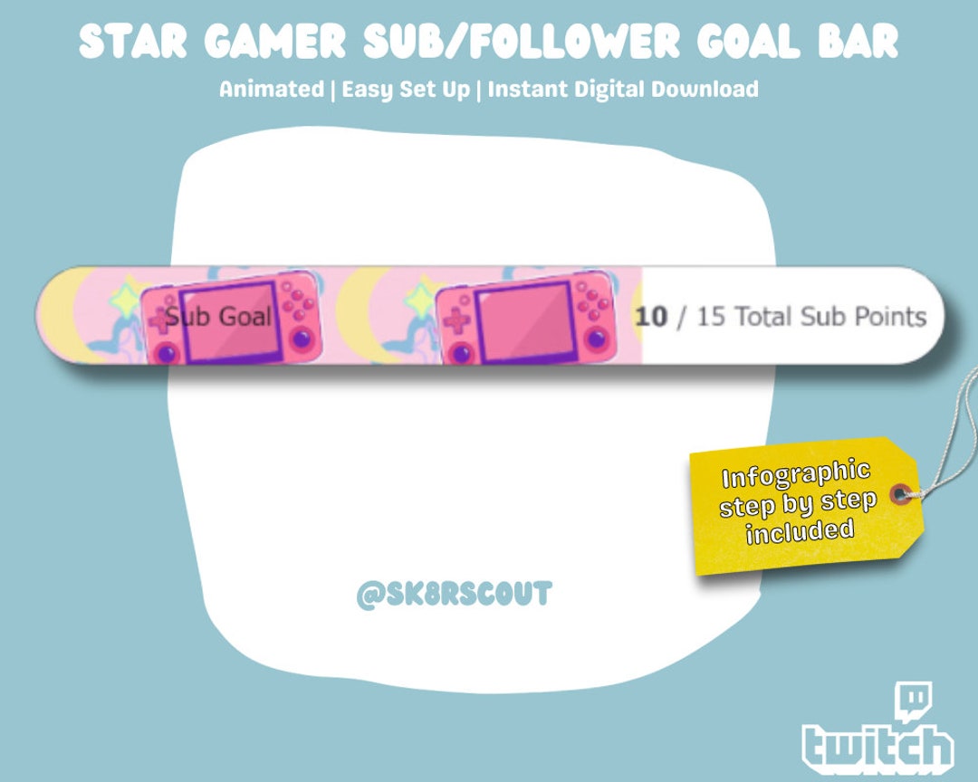 Animated Sub Goal Bar - Kawaii Pink Gamer - Pink Twitch Widget ...