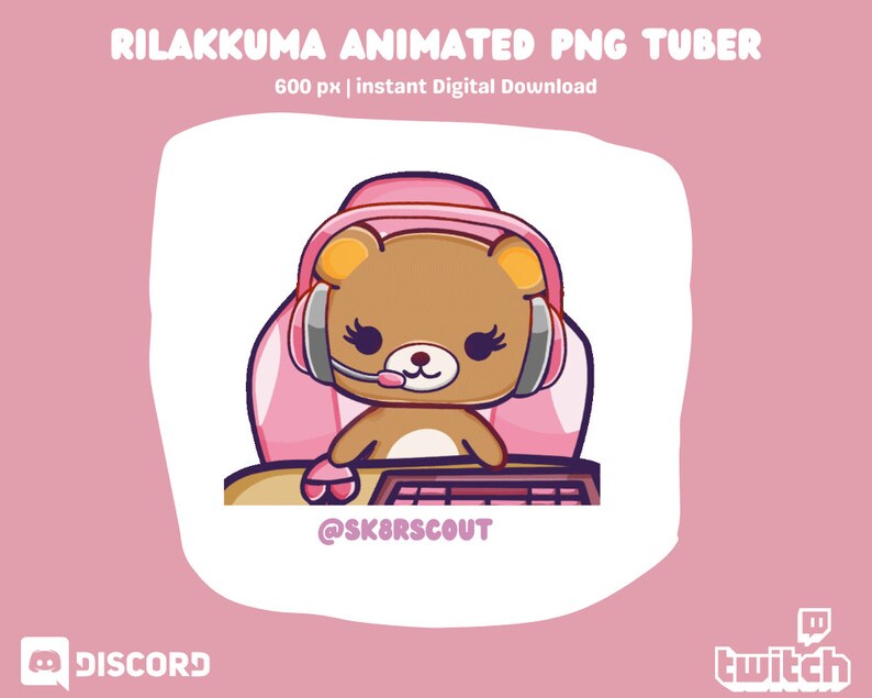 TUBER PNG animado Oso Gamer Kawaii/Anime PNGTuber - Etsy México