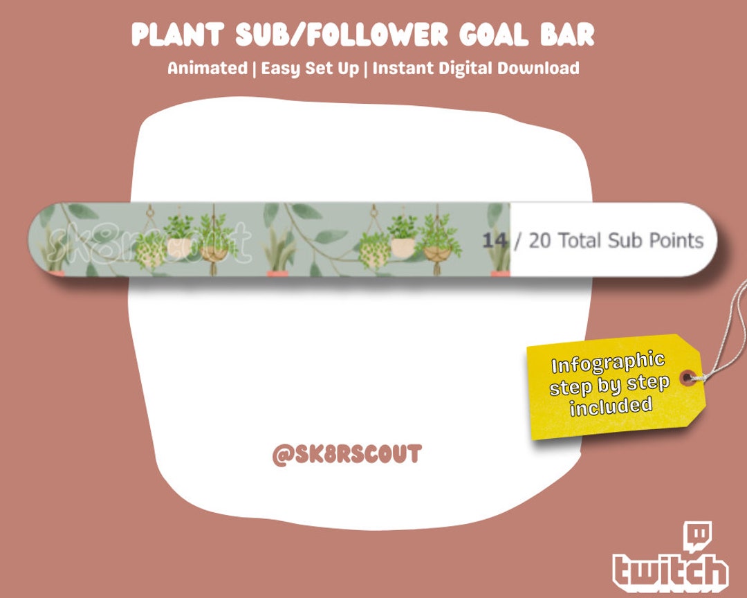 Animated Plant Sub Goal Bar Kawaii Character Green Goal Bar Widget ...