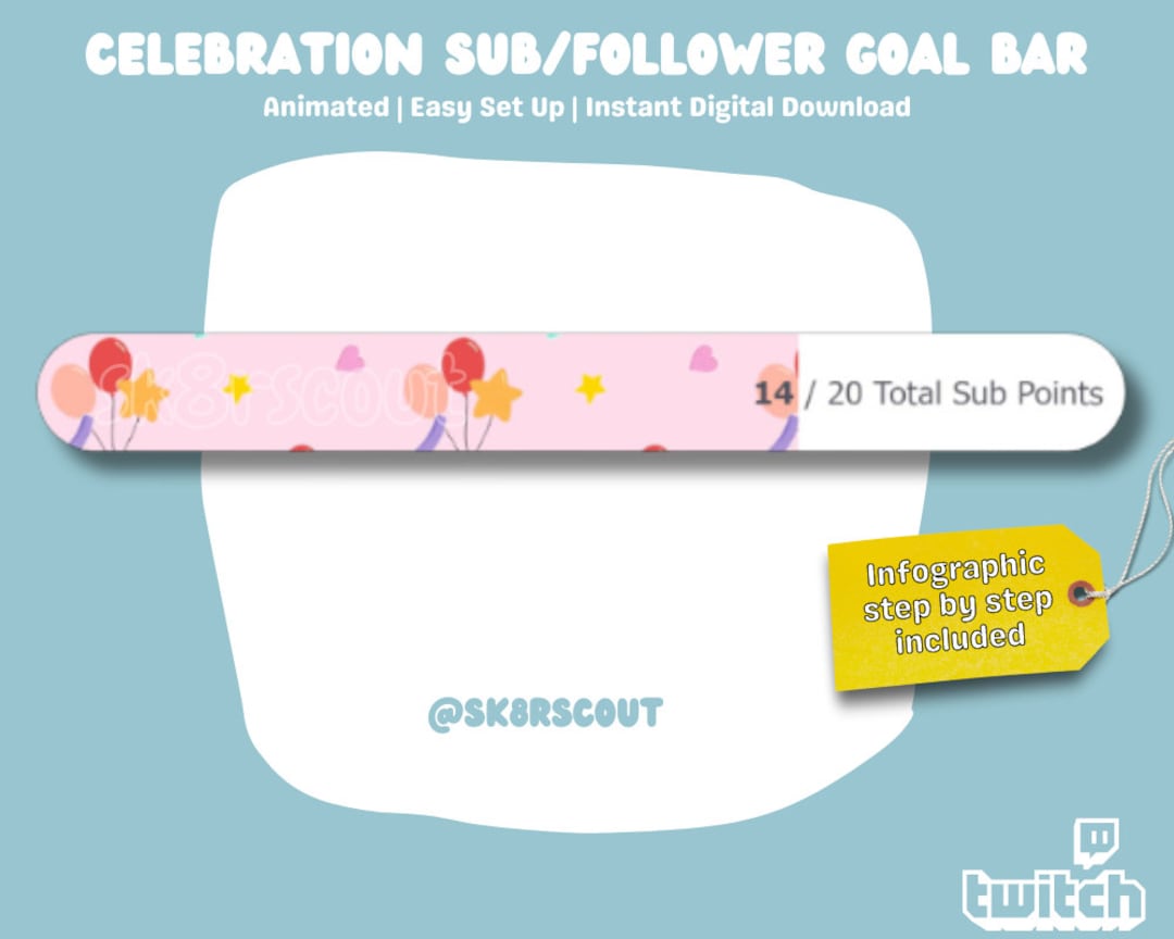 Animated Celebration Sub Goal Bar - Birthday Sub Goal - Subathon Bar ...