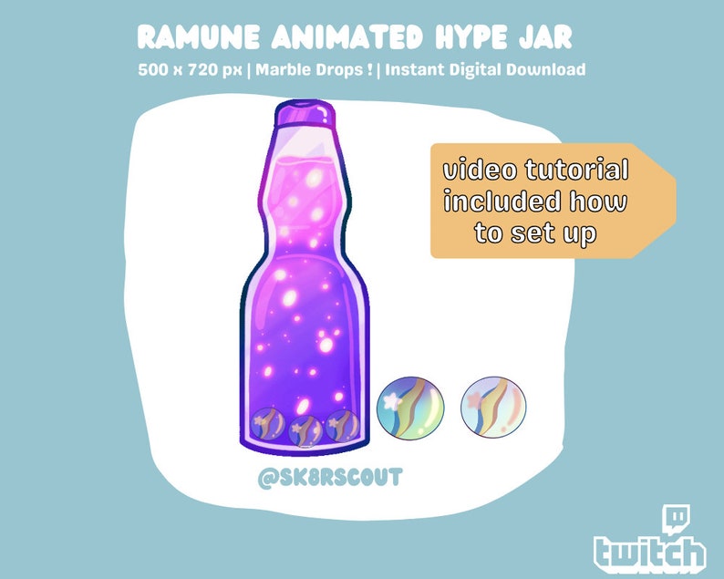 Animated Ramune Bright Purple Twitch Hype Jar - Kawaii Character - Tip ...