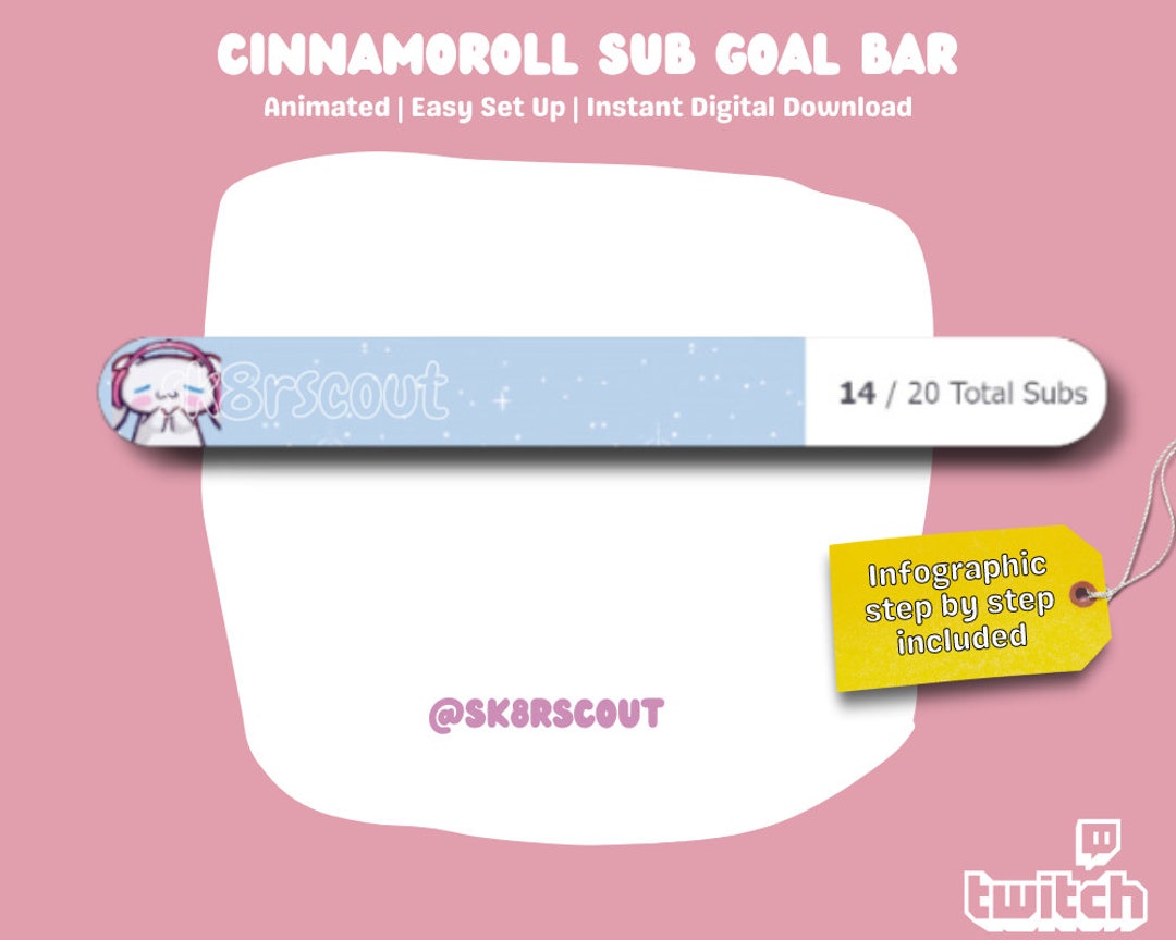 Animated Sub Goal Bar - Kawaii Character - Blue Goal Bar Widget ...