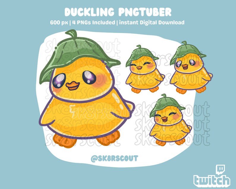 Duckling Pngtuber Kawaii/anime Pngtuber - 4 Static Talking Pngs - OR ...