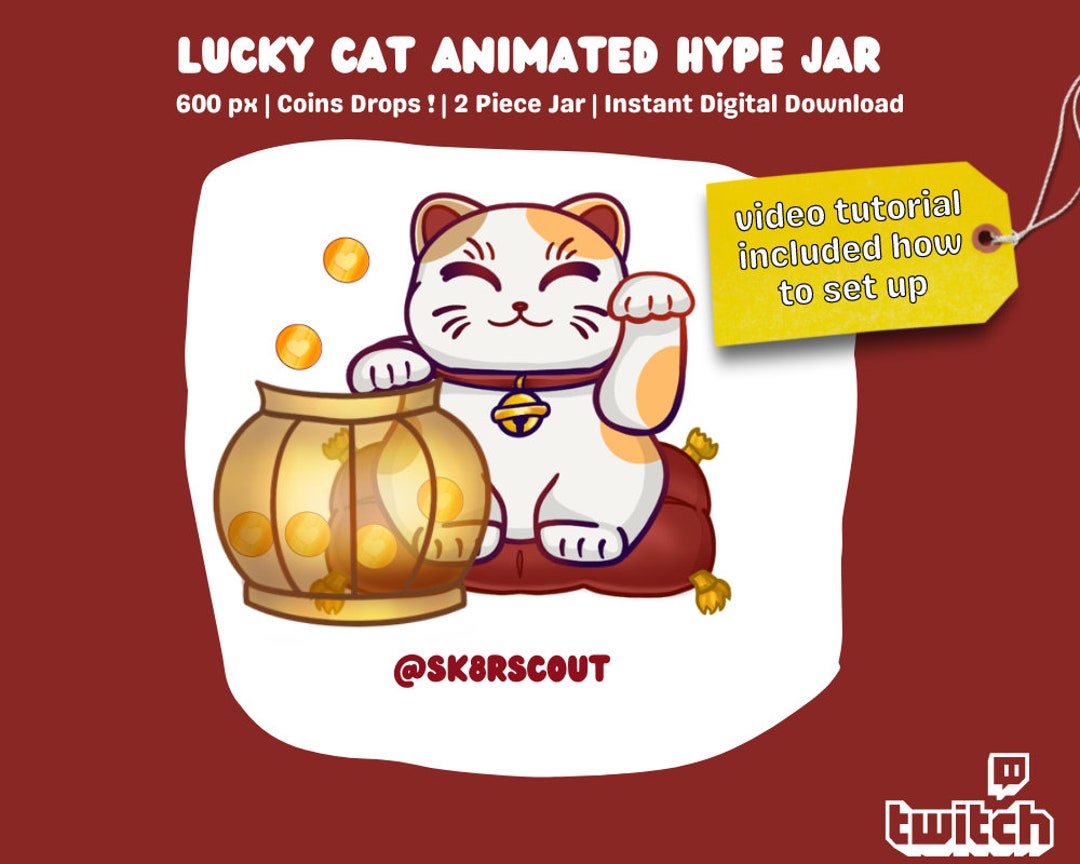Animated Lucky Cat Twitch Hype Jar - Kawaii Character - 2 Layers - Tip ...