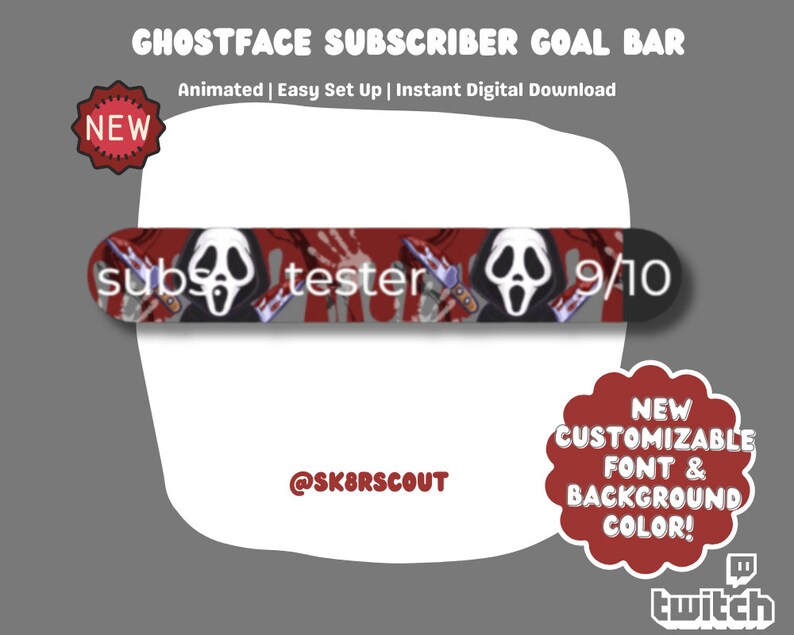 Animated Scary Sub Goal Bar Spooky Character Halloween Goal Bar Widget ...