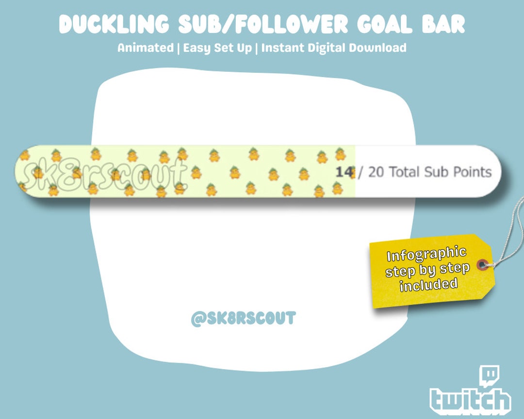 Animated Duckling Sub Goal Bar - Kawaii Character - Yellow Goal Bar ...