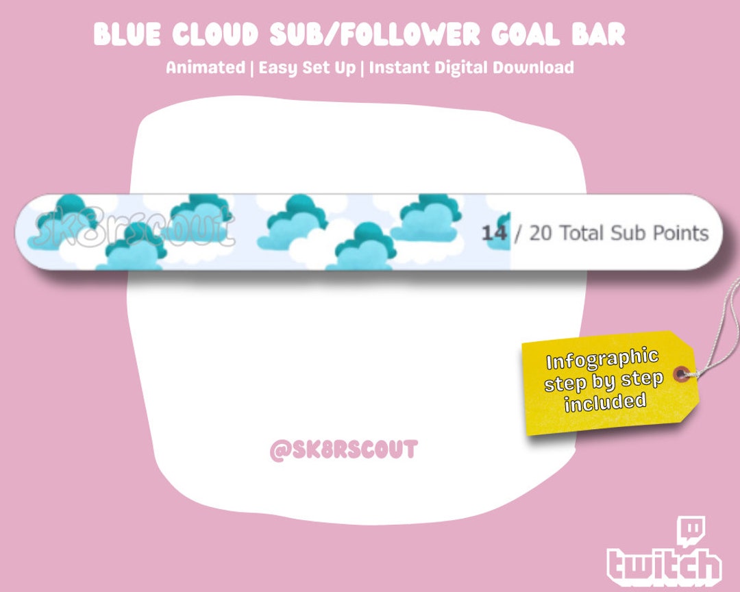 Animated Sub Goal Bar - Kawaii Character - Blue Goal Bar Widget ...