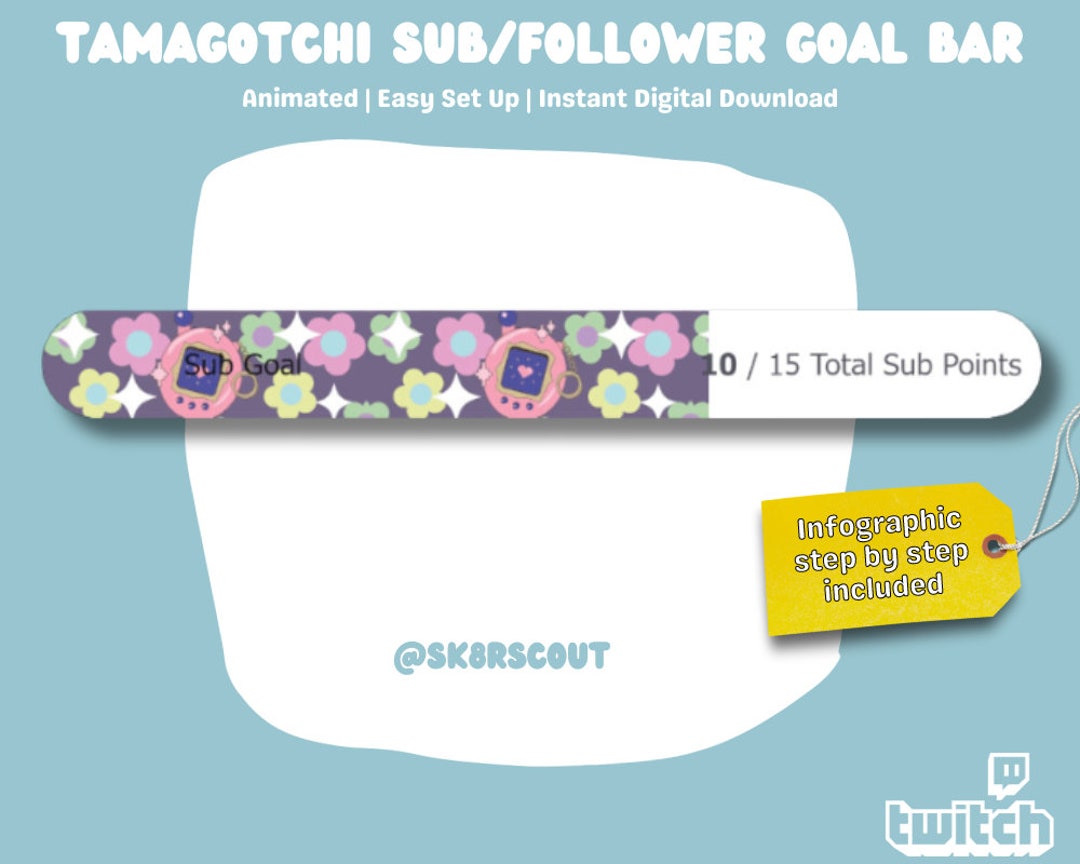Animated Sub Goal Bar - Tamagotchi Kawaii - Purple Twitch Widget ...