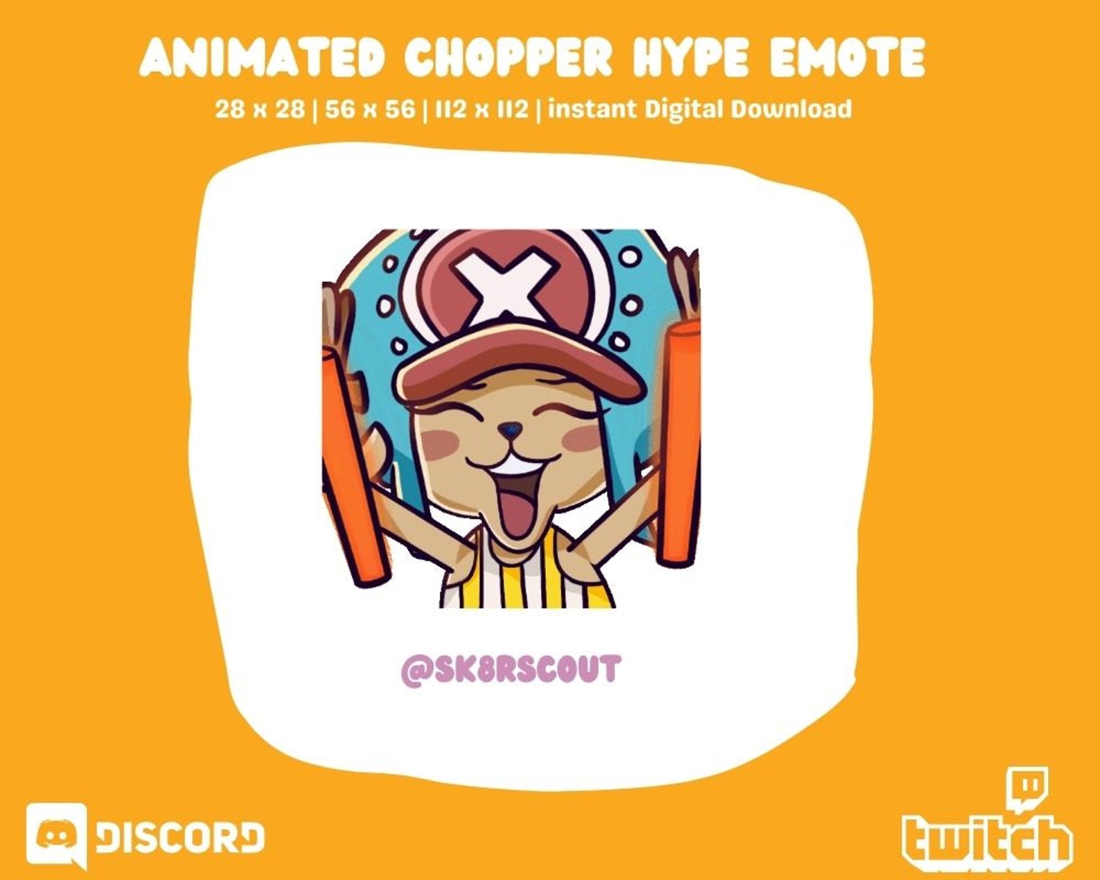 One Piece Chopper Hype Emote Sized for Twitch and Discord - Etsy