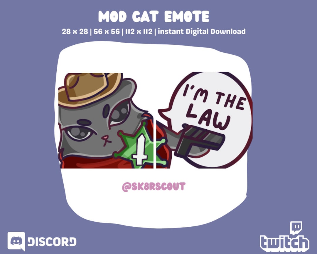 Twitch Moderator Emote - Mod Emote - Kawaii Character - Sized for ...