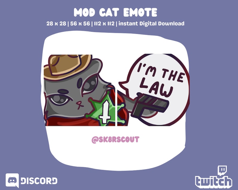 Twitch Moderator Emote Mod Emote Kawaii Character Sized for Twitch ...