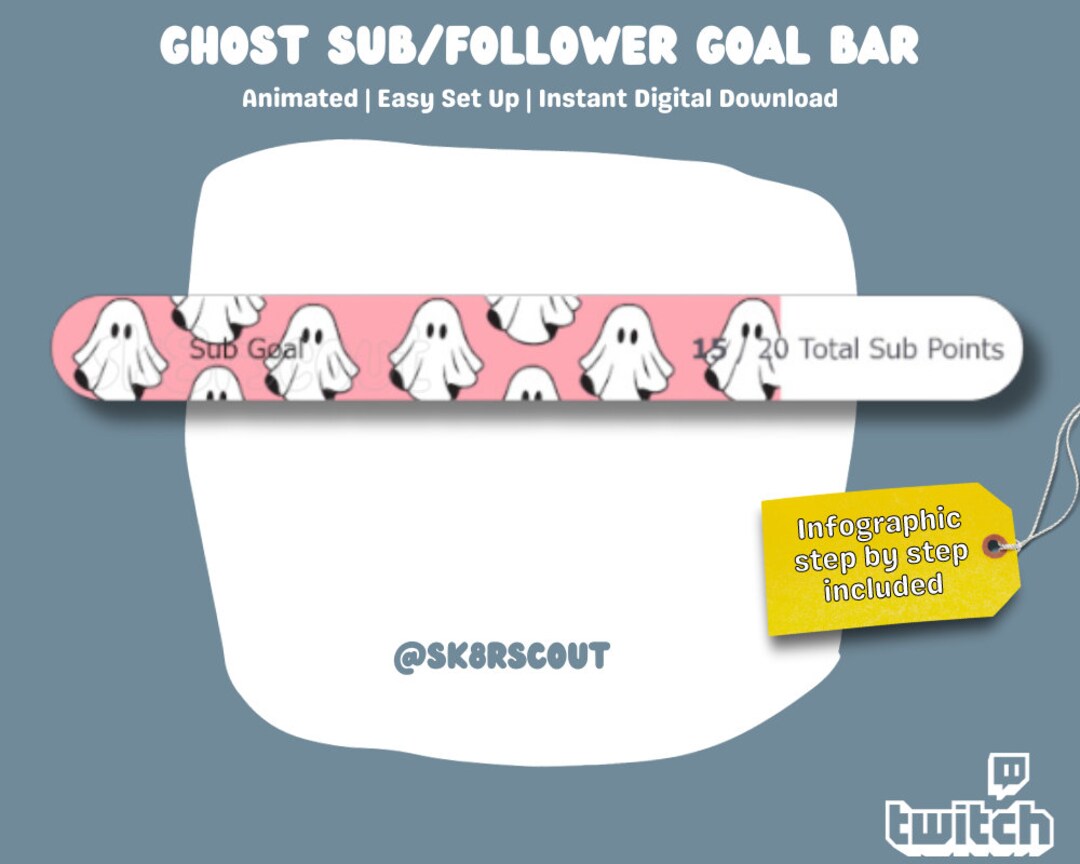 Animated Halloween Sub Goal Bar Ghost Character Spooky Goal Bar Widget ...
