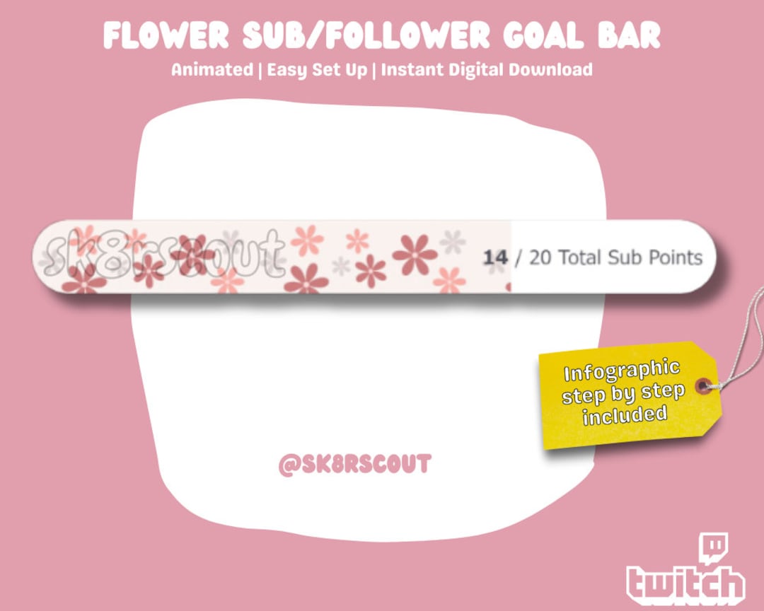 Animated Flower Sub Goal Bar Kawaii Character Green Goal Bar Widget ...