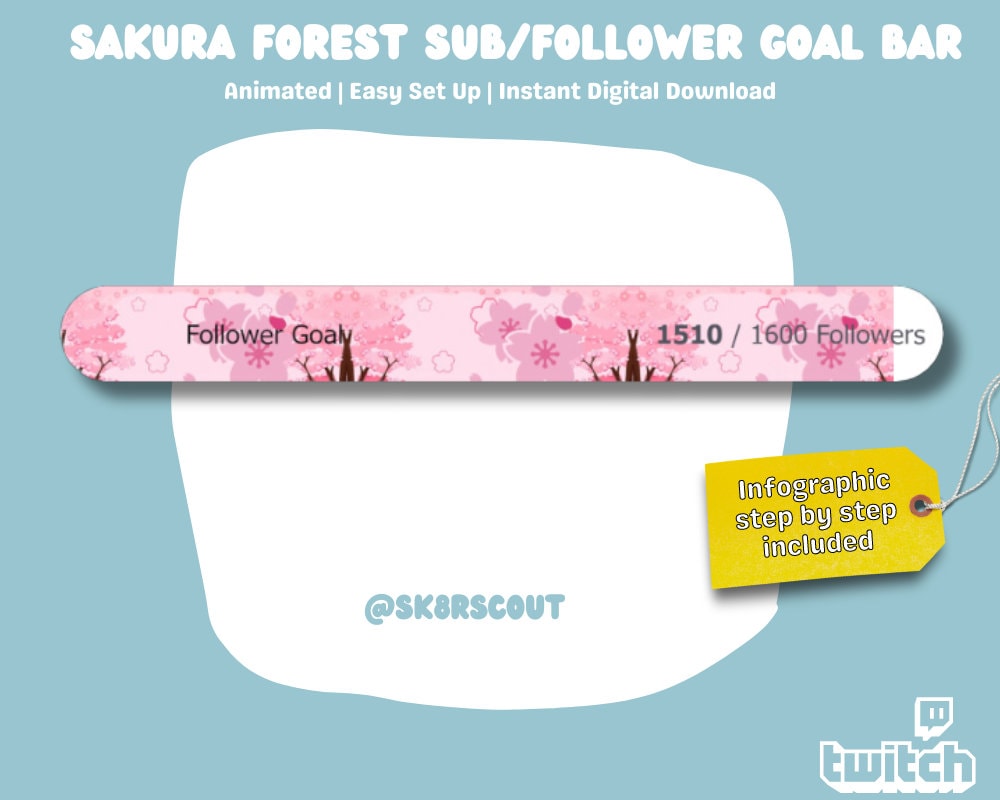 Sakura Forest Animated Sub Goal Bar Cherry Blossoms Sub OR Follower Bar ...