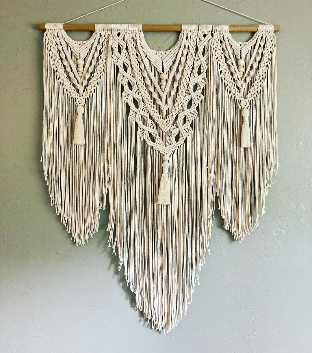 Large Beaded Macrame Wall Hanging - Etsy