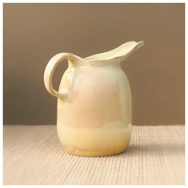 Pitcher Yellow / Vase Decorative / Handmade Ceramic / Artisan Stoneware ...