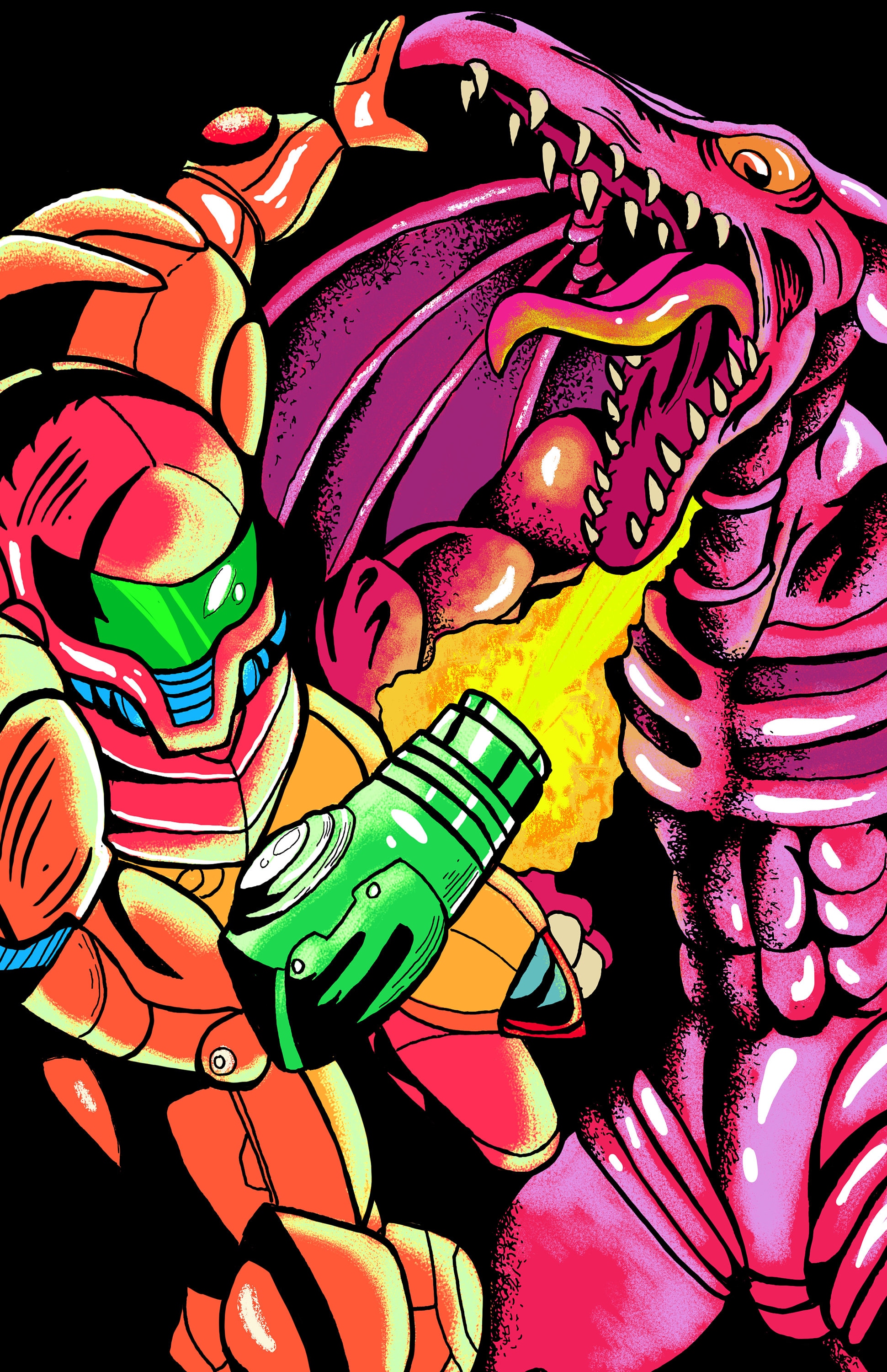 Super Metroid Samus Vs Ridley Nintendo Inspired Artwork - Etsy